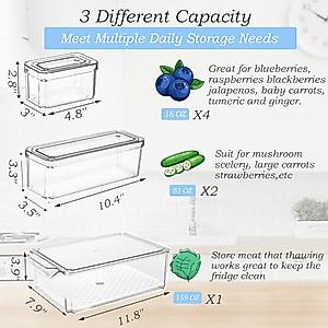 Pure Future 7 Pack Refrigerator Organizer Bins Stackable with Lids, Fridge Organizers and Storage Clear, BPA Free Kitchen and Pantry Organization, Food Storage Containers for Fruits & Vegetables1