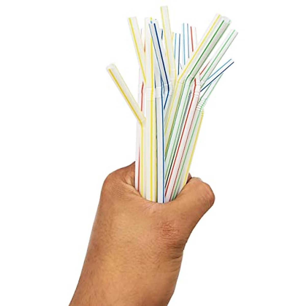 Party Bargains Flexible Drinking Straws 40 Count, Striped Colors, Disposable Plastic Straws, 0.23” diameter 7.63” long, Pack of 1