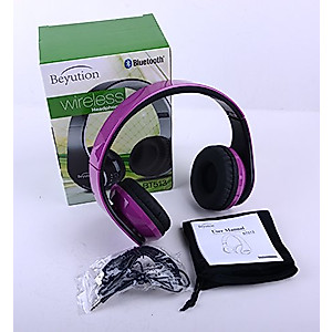 Beyution Wireless Bluetooth Headphones for Apple iPhone 6/6plus/5s/5/5c/4s/4/3/2 all Ipad iTouch Mac IPOD SAMSUNG GALAXY S5/S4/S3; Note 2/3/4 LG and all portable deive with bluetooth (513 Pure Purple)