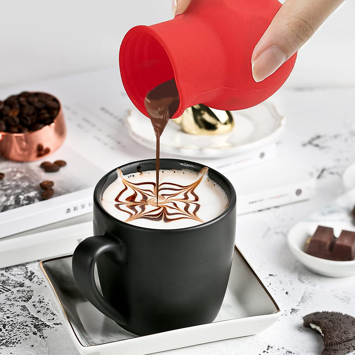 AUEAR, Set of 3 Silicone Melting Pot Chocolate Melt Pot Mold Red Microwave Butter Melter for Kitchen Baking Heat Milk Sauce