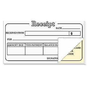 Money and Rent Receipt Book,3x7 Inch Carbonless Copy Receipt Book for Boutique Business Supplies,5 Pack(50 Sets Per Book)