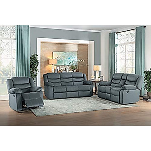 Homelegance 70" Manual Double Reclining Loveseat, Gray