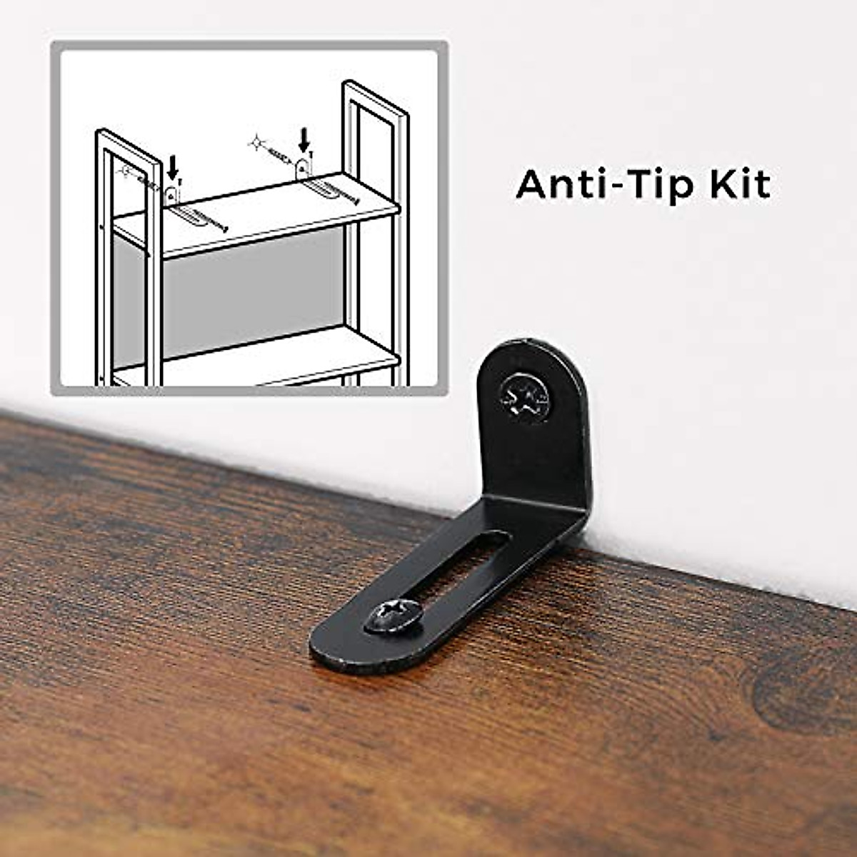 VASAGLE ALINRU Storage Shelf, Bookshelf with 5 Shelves, Steel Frame, for Living Room, Entryway, Office, Industrial Style, Rustic Brown and Black ULLS025B01, 24.4”L x 9.4”W x 65”H (62 x 24 x 165 cm)