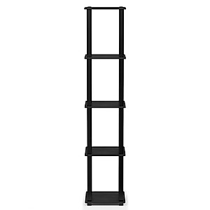 FURINNO Turn-S-Tube 5-Tier Corner Square Rack Display Shelf, Americano/Black