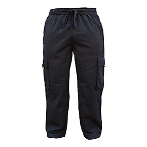 Shopoholic Fashion Mens Light Weight Plain Hippy Combat Trouser (Black,2XL)