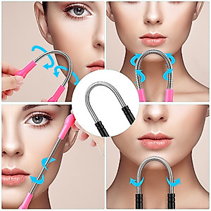 6 Pieces Spring Facial Hair Remover with Eyebrow Remover Trimmer Beveled Tweezers Threading Hair Removal Face Epilator Tool for Women Removes Hair on The Upper Lip Chin Cheeks
