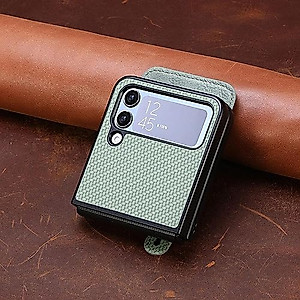 Case for Samsung Galaxy Z Flip 5, Leather Phone Cover Case with Card Holder and Wristband, for Samsung Galaxy Z Flip5 5G, Shockproof Black