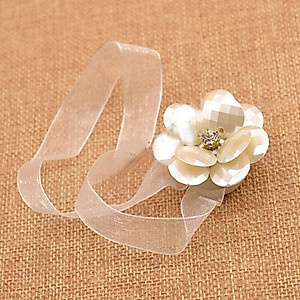 Mggsndi Floral Flower Magnetic Tiebacks Voile Net Door Curtains Ribbon Tie Backs Clip Tie - Convenient Drape TieBacks - for Window Sheer Blackout Draperies Home Office Decorative Coffee
