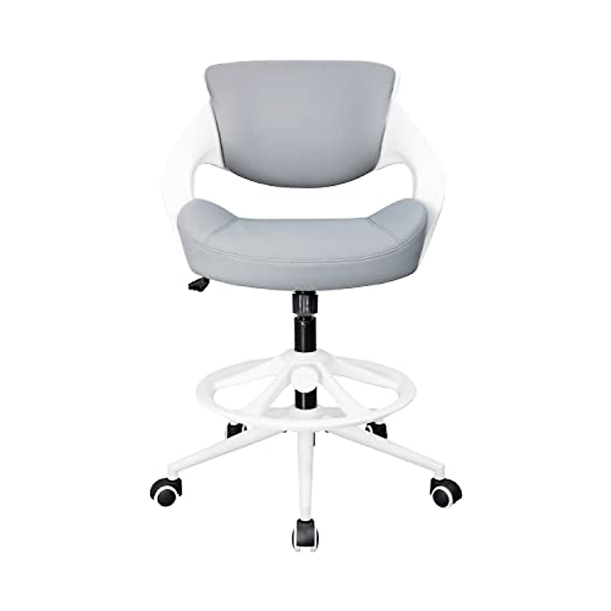BOJUZIJA Tall Office Chair,Drafting Chair,Standing Computer Desk Chair with Foot Rest- Waist Support Function-Grey