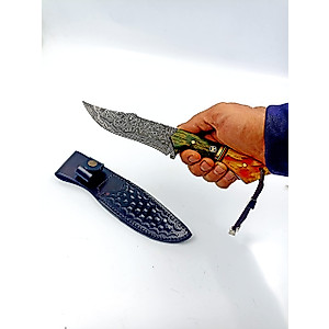 göcen Full Tang Blade Damascus Hunting Knife, Survival Knife, Tactical Fixed Blade, Camping Knife, Knives Men, Bushcraft Knife, Collectors Knife