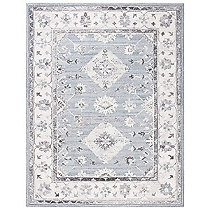 Safavieh Suzani Collection 9' x 12' Grey/Ivory SZN331A Handmade Boho Wool Area Rug