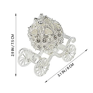 NUOBESTY Crystal Pumpkin Carriage Trinket Box Rhinestone Princess Cinderella Carriage Jewelry Box Hand Painted Jewelry Display Organizer Collectible Figurine Ornament for Women