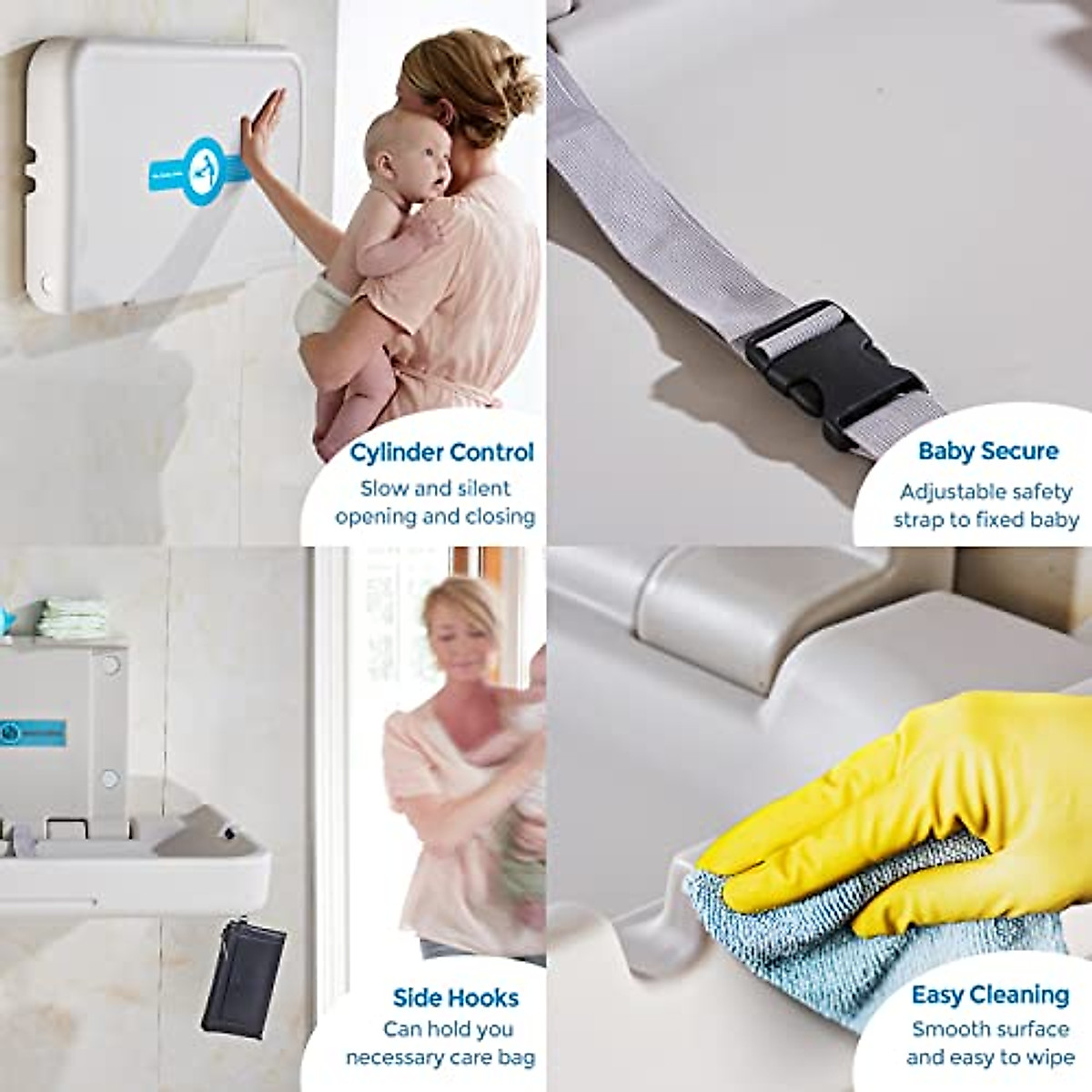 KSITEX Baby Changing Station,Wall Mounted Diaper Changing Tables Fold Up Changer Station Commercial Malls/Hotels/Airports