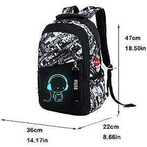 Asge School Backpack for Boys Print Backpack Teenagers Nylon Large School Bag Outdoor Reflective Daypack