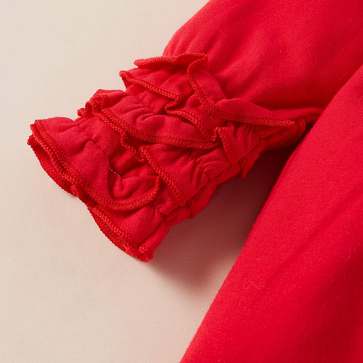 Toddler Baby Girl Valentine's Day Outfits Ruffle Tunic Top Dress Shirt Carriage Love Heart Print Flare Pants Clothes Set (Red, 1-2T)