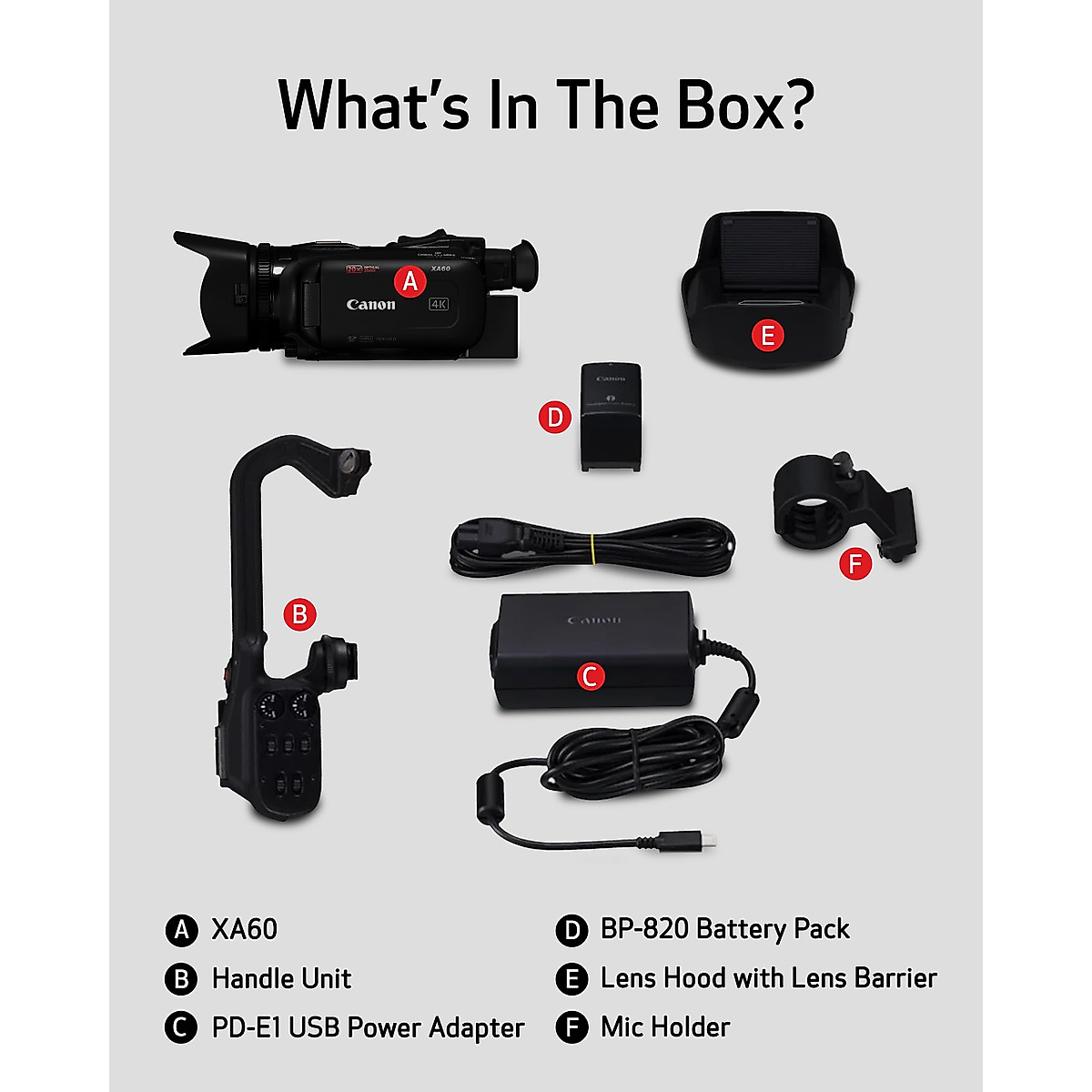 Canon XA60 Professional UHD 4K Camcorder with LCD Touchscreen and 20x Optical Zoom Lens (Black)