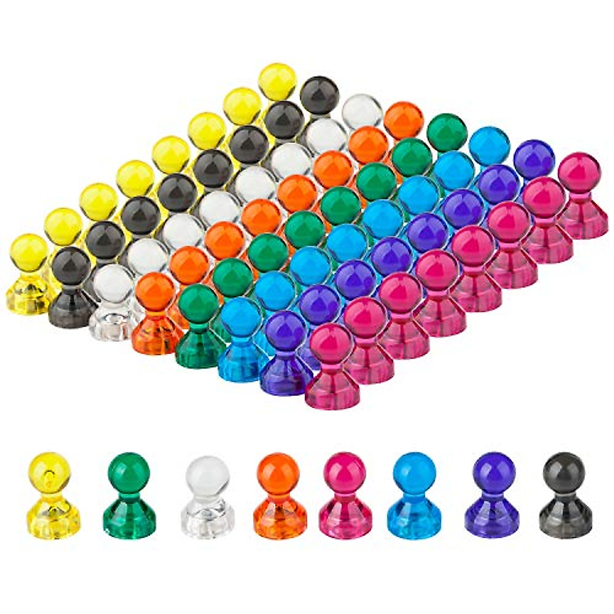 Colorful Push Pin Magnets - 64 Pack for Home & Office