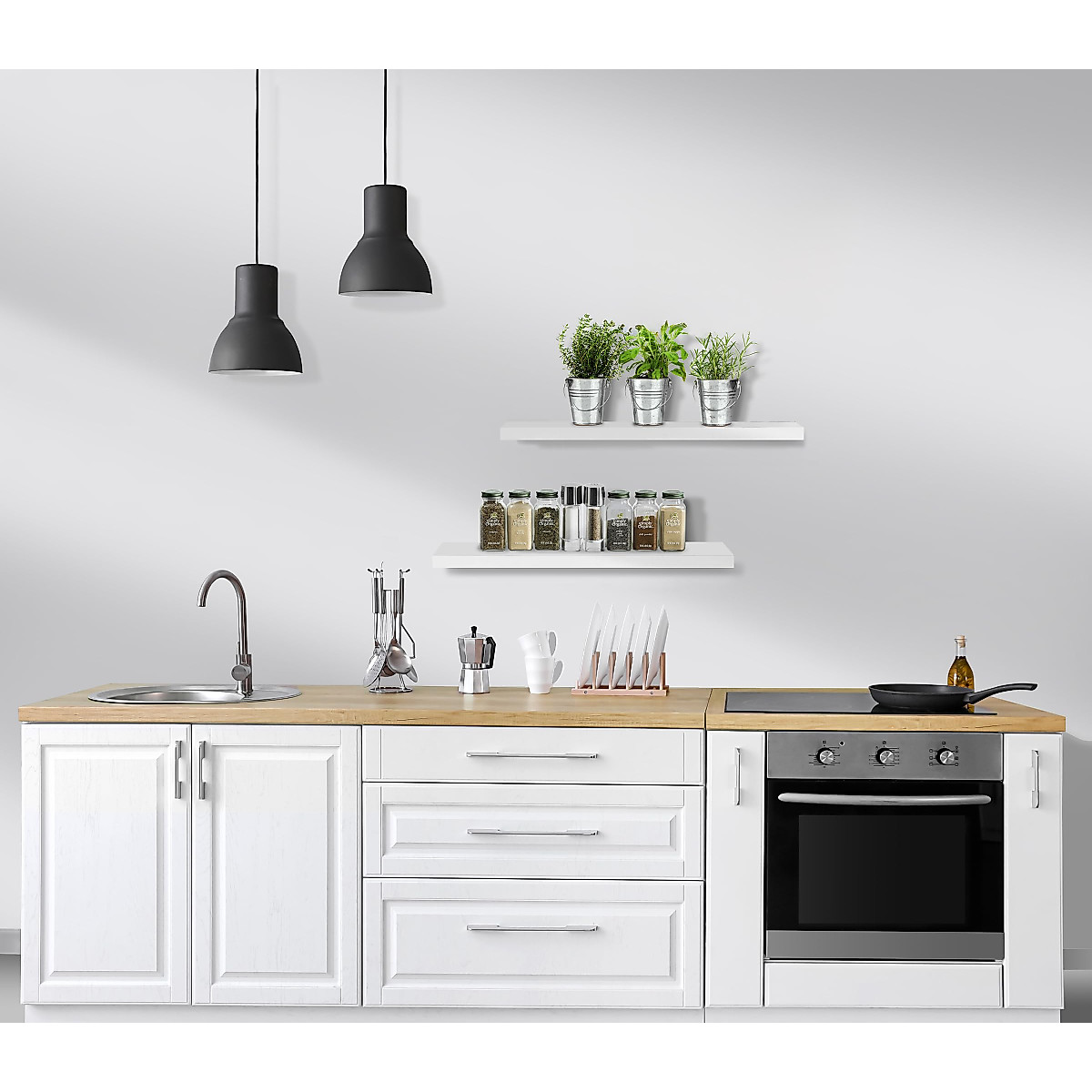 Sorbus Floating Shelf Large 24 x 9 - Hanging Wall Shelves Decoration — Perfect Trophy Display, Photo Frames — Extra Long 24 Inch (White)