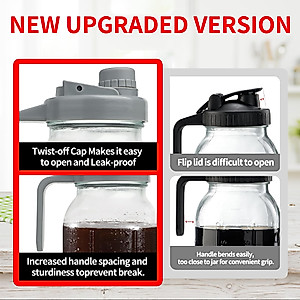 BTWD Cold Brew Coffee Maker, 64oz Glass Mason Jar Pitcher Iced Tea Maker Wide Mouth Spout Lid Airtight with Handle Stainless Steel Filter for Iced Coffee, Ice Lemonade, Fruit Drinks, with Spoon/Brush