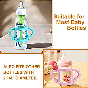 4Pcs Bottle Handles for Dr Brown Narrow Baby Bottles, Baby Bottle Holder with Easy Grip Handles to Hold Their Own Bottle - BPA-Free Soft Silicone