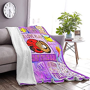 Softball Gifts for Girls, Softball Blanket 60"X50", Softball Blankets Gift for Girls, Softball Player Sport Lover Throw Blanket for Women, Soft Lightweight Softball Throw Blanket for Couch Bed