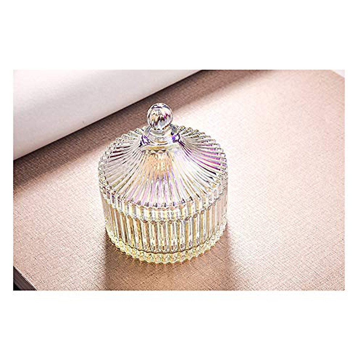 CHOOLD Luxury Colorful Tent Shaped Crystal Candy Jar with Lid,Clear Glass Apothecary Jar Wedding Candy Buffet Jar Food Jar. 24oz