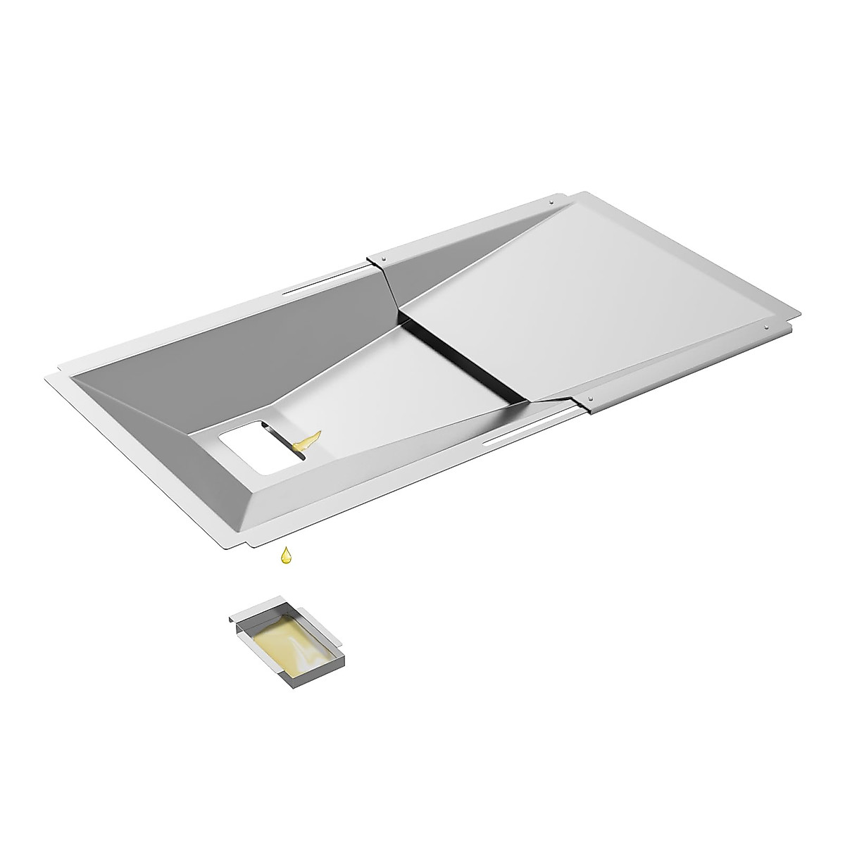 AJinTeby Adjustable Grease Tray with Catch Pan, 23.6"-31.6" Universal Drip Pan for Nexgrill, Charbroil, Kenmore, Dyna Glo, Expert Grill, BHG and More 3/4/5 Burner Gas Grills Grease Pan