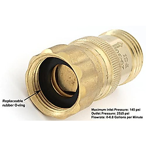 Heavy Duty 25 psi Water Pressure Regulator 3/4 inch Hose Thread Drip Irrigation System Pressure Reducer, Lead-Free Brass
