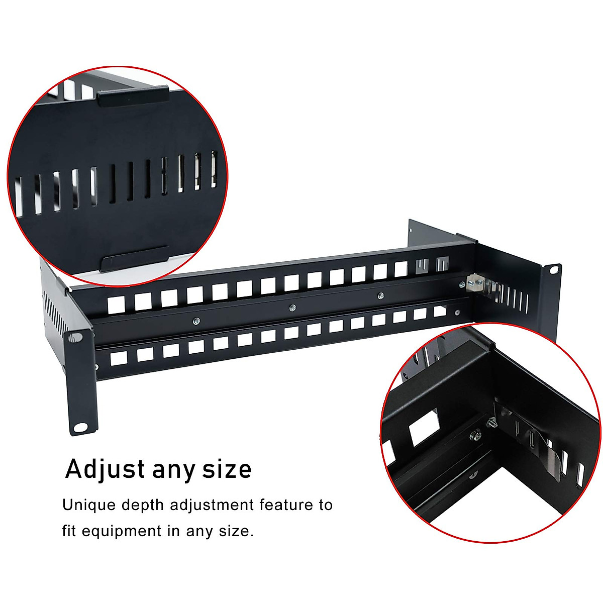 Naweisz 19 Inches Rack Mount Adjustable DIN-Rail Bracket 2U Height Used for Media Converter, Ethernet Switch, Industrial PoE Switch,Power Supplies Server Racks and Cabinet (Black)