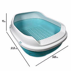 Tom & Sora Creations Large Sifting Litter Box Optimized for Pine Pellet Litter - Cat, Kitten, Rabbit and Other Small Animals, Drawer System, Odor Control, Easy to Clean (Turquoise)