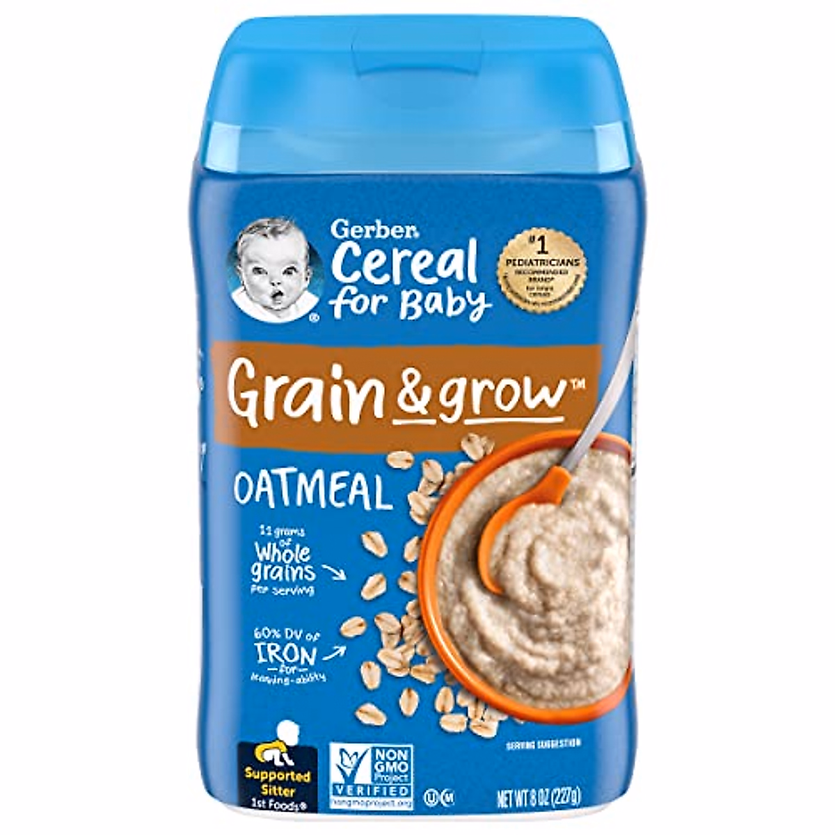 Gerber Baby Cereal 1st Foods, Grain & Grow, Oatmeal, 8 Ounce