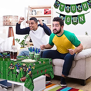 Football Party Supplies Kit Including Disposable Dinner Plate,Napkin,Tablecloth for Game Day, Touch Down Party, Football Birthday Party Decorations（20 Guests）