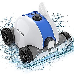 Rock&Rocker Cordless Robotic Pool Cleaner, Automatic Pool Vacuum with Dual-Drive Motors, Up to 90 Mins Working Time, for Above/Inground Swimming Pools Up to 861 Sq Ft, Blue