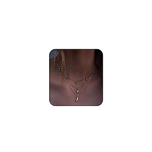BERYUAN Women Simple Choker Moon Star Choker Necklace Pendant Necklace Trendy Necklace for Women (GOLD)