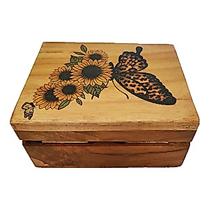 Sunflower Butterfly Trinket Box Small Jewelry Keepsake Box | Earrings Necklace Storage Box for Girls Women | Gift Idea Valentine's Day, Birthday Christmas, Weddings, Animals Ornaments for Home Décor