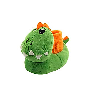 Yankee Toy Box Plush Dinosaur Toddler Boys Girls Sock Top Slippers (7-8 M US Toddler, Dinosaur Green)
