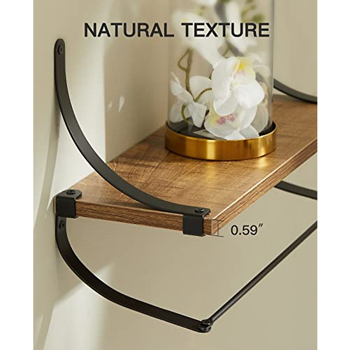 AMADA HOMEFURNISHING Floating Shelves Wall Mounted, Set of 2 AMFS20N & Set of 3 AMFS21