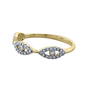 Pretty Jewels 14k Yellow Gold Evil Eye Design Ring, 1/6 Carat Round Cut White Natural Diamond Stackable Engagement Wedding Ring For Women (Color: H-I, Clarity: I1-I2, 0.17 Cttw) Ring Size-6