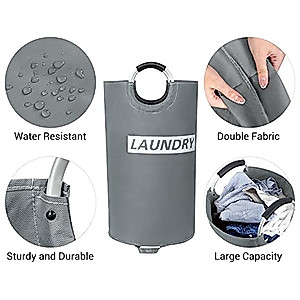 115L Laundry Baskets Collapsible Large Size Laundry Hamper Lightweight Freestanding Foldable Laundry Bag Dirty Clothes Basket for Bathroom (Silver Grey)