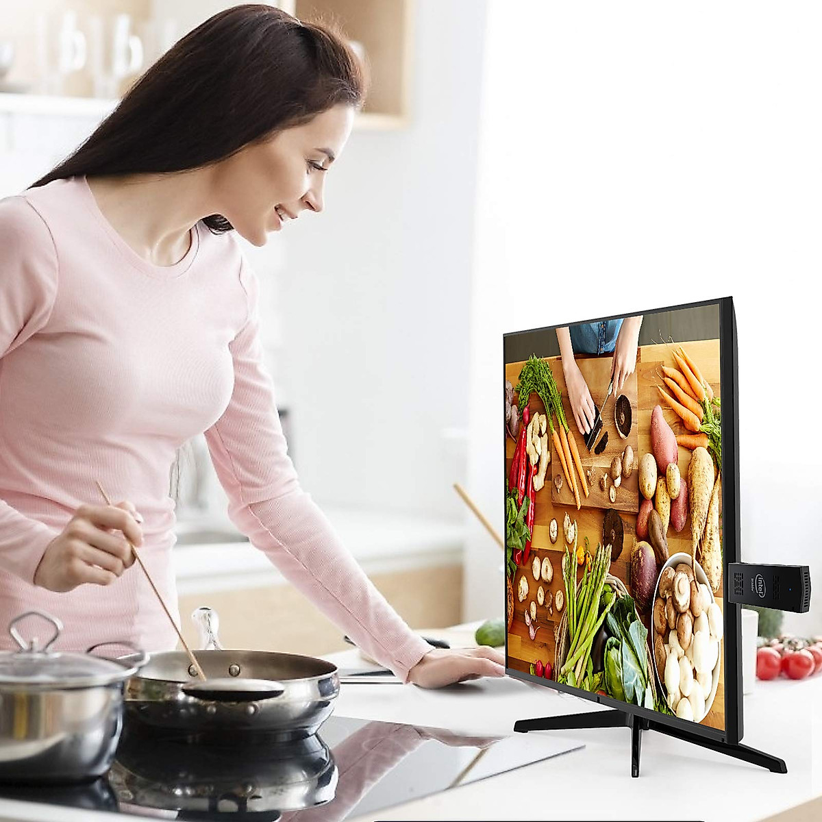 AKLWY Intel Compute Stick Mini PC Stick 8GB RAM 128GB ROM with Intel Atom Z8350 & Windows 10 Pro Support Auto-On After Power Failure,Support 4K HD,Dual Band WiFi 2.4G/5G, BT 4.2