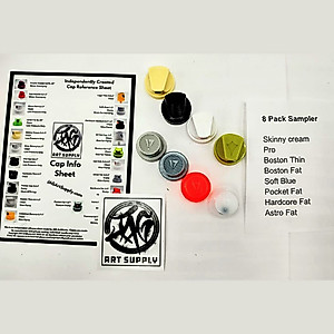 Spray Paint Caps - Skinny to Fat 8pc Sampler Pack Fits Female Cans: Molotow, Montana, Loop, Flame, MTN, DANG, Double A, Fresh Paint, Acme and Other Female Cans