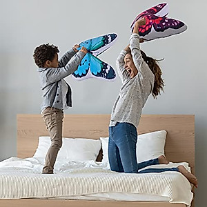 2 Pcs Butterfly Stuffed Blue Butterfly Throw Pillow Cover Stuffed Plush Animal Pillow Decorative Butterfly Shaped Ornament Animal Accent Pillows for Bedroom Farmhouse Living Room Sofa, 13 x 15 Inch