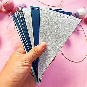 Boys Baby Shower Birthday Party Blue Bunting Pennant Banner Carnival Party Streamers Supplies Flags Banners Decorations