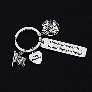 HOLLP Retirement Gifts Army Retired Keychain with Patriotic American Flag Military Retirement Gifts for Army Veteran (Keychain)