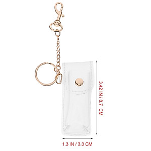 CALLARON Lipstick Holder Keychain for Women Clear Lip Holder Keychain 3.4x1.3inch Shoulder Bag Pendant Lipstick Cover Keyring Transparent Lipstick Sleeve Purse Keychain