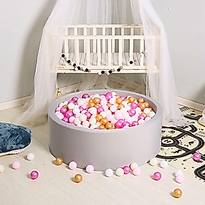 GOGOSO Ball Pit Balls for Toddles Kids Plastic Ballpits Accessories Crush Proof Durable Fun Shape Play Baby Bath Toys,2.15inch 100count Pink Dark Pink Brown