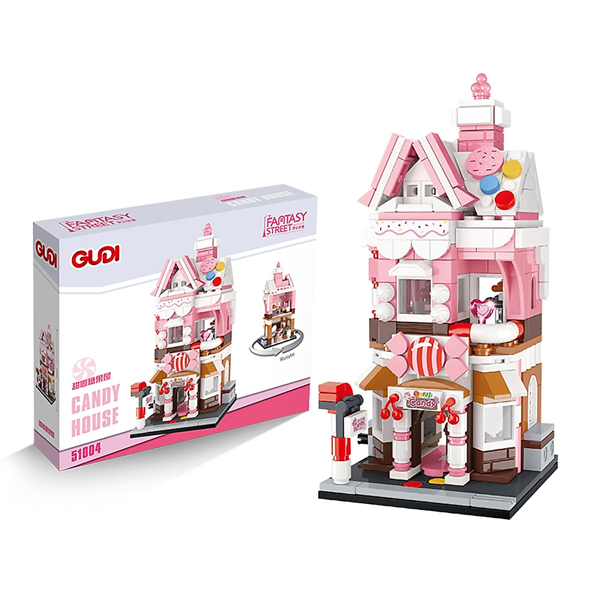 ANGFJ Girls Building Blocks Toys Candy House Building Kit Toys for Girls Street View Pink Bricks Toys Construction Play Set for Kids Best Gifts for Girls Age 6-12 and Up (319 Piece)