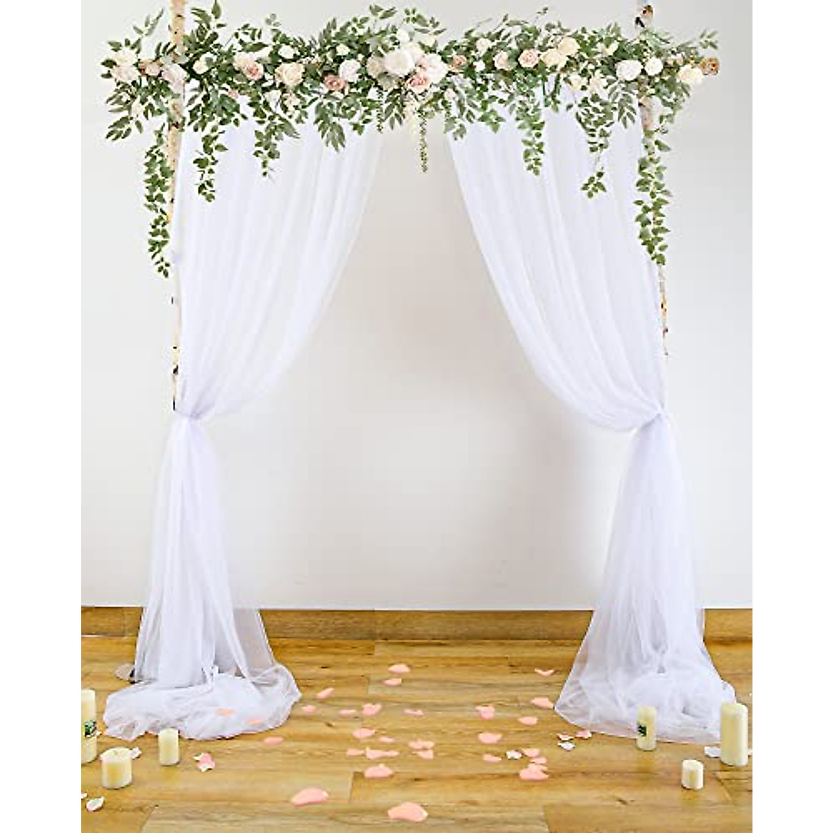 White Backdrop Curtain for Parties 10 ft x 10 ft Sheer Tulle Backdrop Drapes for Wedding Ceremony Birthday Baby Shower Photo Backdrop Curtain Decorations 2 Panels 5ft x 10ft