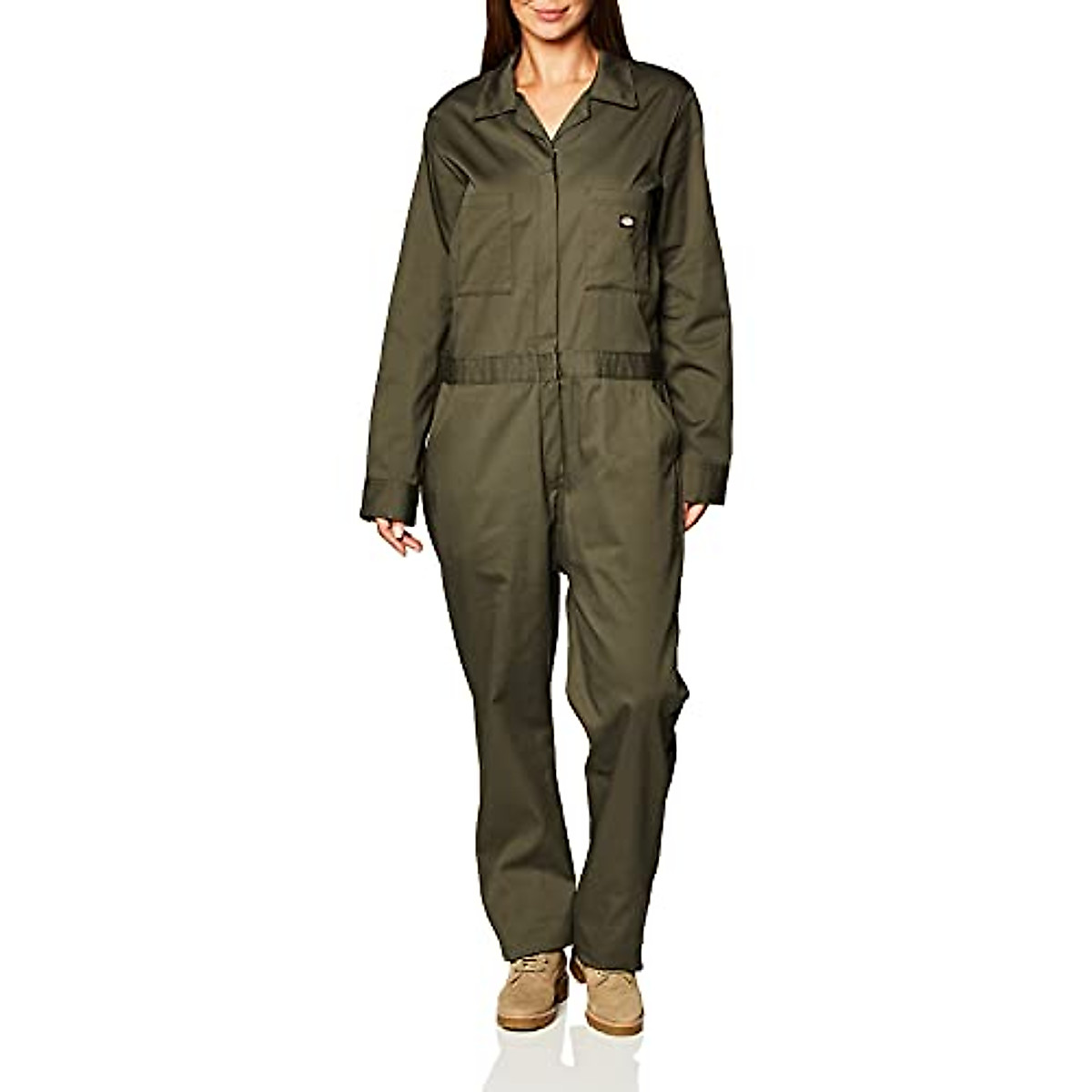 Dickies Women's Long Sleeve Cotton Twill Coverall, Moss, Medium