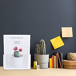 5 Pack Plastic Wall Folders, Clear Single Pocket Hanging Wall File Organizer, Durable Wall Mount File Holder for Office Home Bathroom, 8.7” x 1.8” x 4.7”